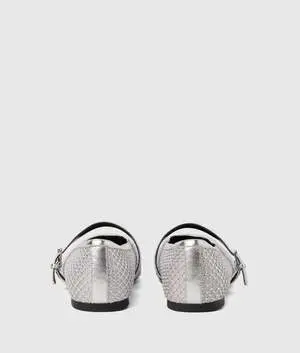 Karl Lagerfeld Karo Gemstone Mesh Mary Janes - Silver