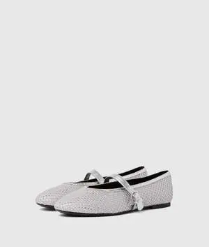 Karl Lagerfeld Karo Gemstone Mesh Mary Janes - Silver