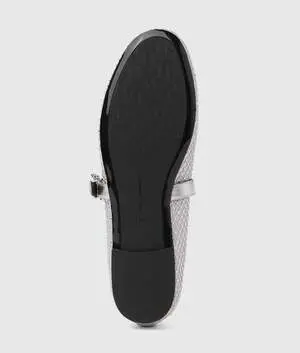 Karl Lagerfeld Karo Gemstone Mesh Mary Janes - Silver