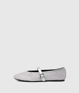 Karl Lagerfeld Karo Gemstone Mesh Mary Janes - Silver