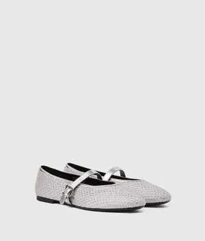 Karl Lagerfeld Karo Gemstone Mesh Mary Janes - Silver