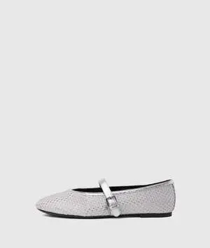 Karl Lagerfeld Karo Gemstone Mesh Mary Janes - Silver