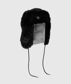 KL JEANS Jeans Monogram Faux-fur Trapper Hat - Black