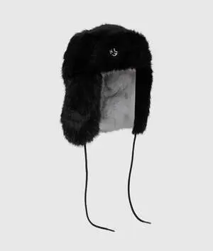 Karl Lagerfeld Monogram Faux-fur Trapper Hat - Black