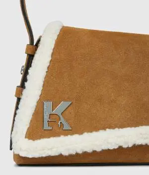KL JEANS Geo Suede Flap Shoulder Bag