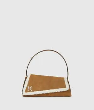 Karl Lagerfeld Geo Suede Flap Shoulder Bag - Brown