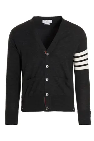 Thom Browne Merino Wool Cardigan - Gray