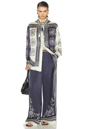 ALEMAIS Banderra Scarf Silk Shirt