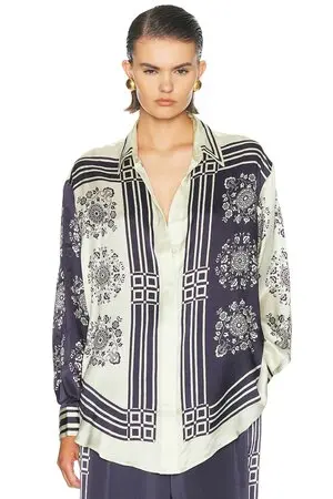 ALEMAIS Banderra Scarf Silk Shirt
