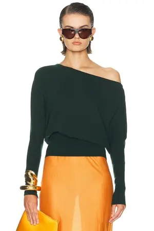 Simkhai Lavina Draped Off Shoulder Sweater - Everglade