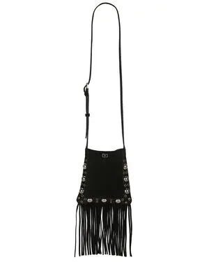 Valentino Garavani Small Suede Crossbody Bag With Studs And Fringe