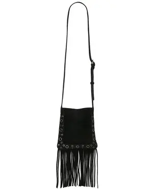 Valentino Garavani Small Suede Crossbody Bag With Studs And Fringe