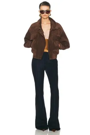 Saint Laurent Suede Funnel Neck Jacket - Ebene