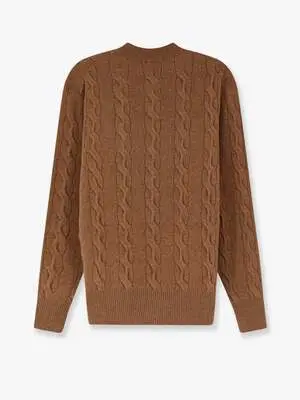 AMI Paris Braided Knit Wool Sweater - Beige