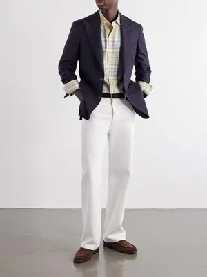 Polo Ralph Lauren Logo-embroidered Checked Cotton-oxford Shirt - Neutrals