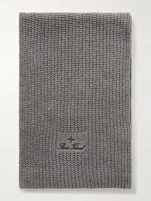 Stone Island Logo-embroidered Cotton-chenille Scarf - Gray