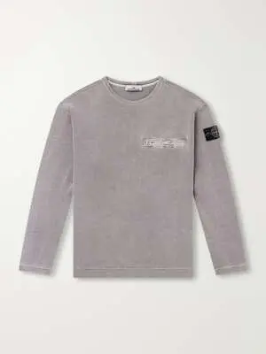 Stone Island Garment-dyed Cotton-fleece Sweatshirt - Gray
