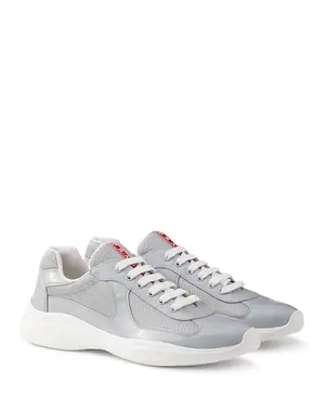 Prada America's Cup Sneakers Patent Leather And Technical Fabric - Grey