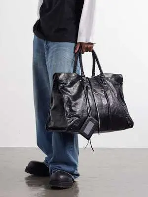 Balenciaga Le City Travel Textured-leather Tote Bag