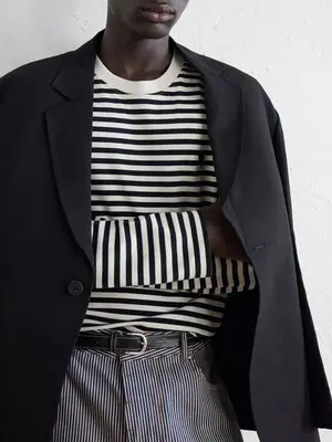 AMI Paris Logo-embroidered Striped Cotton-jersey T-shirt