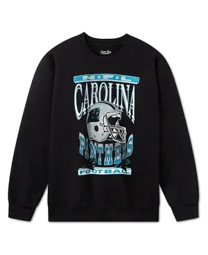 Junk Food Clothing Carolina Panthers Helmet Crew Fleece - Black