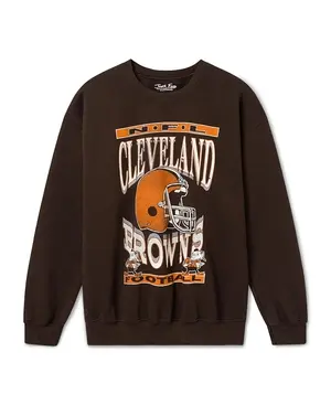 Junk Food Clothing Cleveland Browns Helmet Flea Market Crew Fleece - Dark Brown