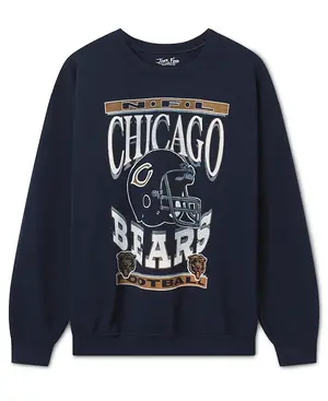 Junk Food Clothing Chicago Bears Helmet Flea Market Crew Fleece Sweatshirt - True Navy