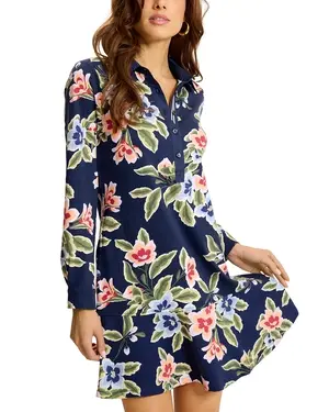 Tommy Bahama Island Escape Ocean Petals Long Sleeve Dress