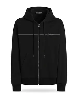 Dolce & Gabbana Zip Logo Drawstring Hooded Sweatshirt