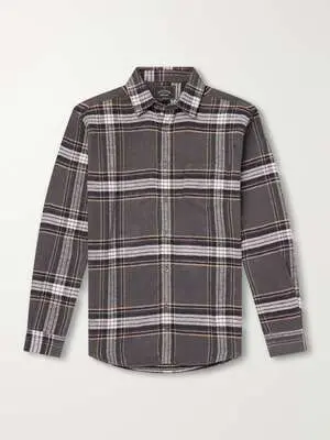 Portuguese Flannel Spindle Checked Cotton-flannel Shirt - Gray