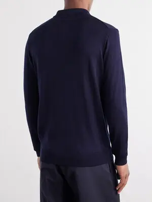 PIACENZA CASHMERE 1733 Merino-wool And Silk-blend Polo Sweater - Blue