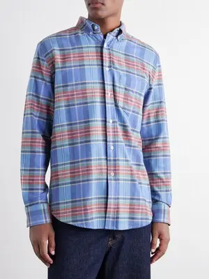 Portuguese Flannel Lucia Checked Cotton-flannel Shirt - Blue