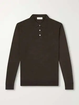 PIACENZA CASHMERE 1733 Merino-wool And Silk-blend Polo Sweater - Brown