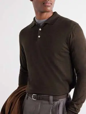 PIACENZA CASHMERE 1733 Merino-wool And Silk-blend Polo Sweater