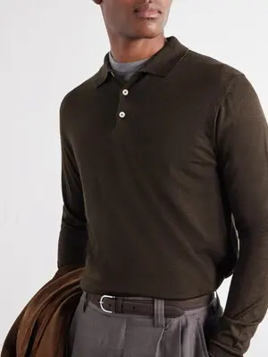 PIACENZA CASHMERE 1733 Merino-wool And Silk-blend Polo Sweater