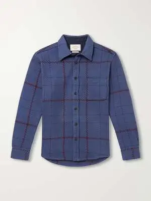 Portuguese Flannel Upper Checked Cotton-woven Overshirt - Blue