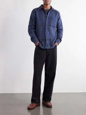 Portuguese Flannel Upper Checked Cotton-woven Overshirt