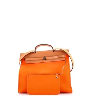 Hermès 39 Herbag Zip Leather And Toile - Orange