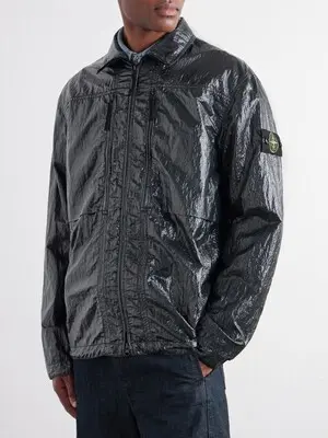 Stone Island Garment-dyed Textured Shell Zip-up Jacket - Green