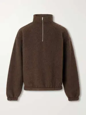 JIL SANDER Wool-blend Brushed Half-zip Sweater - Brown