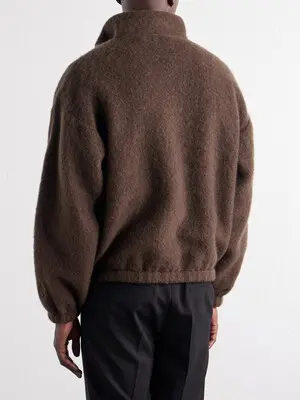 JIL SANDER Wool-blend Brushed Half-zip Sweater - Brown