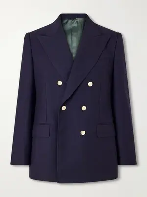 Husbands Husbands - Double-Breasted Wool-Twill Blazer - Men - Blue  Blue