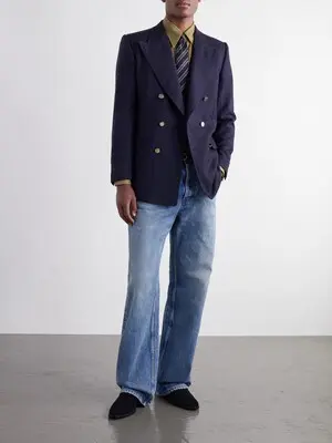 Husbands Double-breasted Wool-twill Blazer