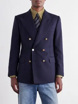 Husbands Double-breasted Wool-twill Blazer