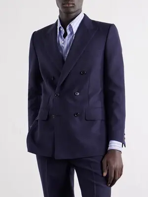 Husbands Double-breasted Wool-fresco Suit