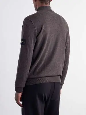 Stone Island Logo-appliquéd Virgin Wool Zip-up Cardigan
