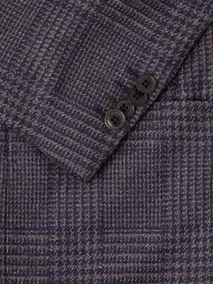 Paul Smith Prince Of Wales Wool And Silk-blend Suit Jacket - Blue