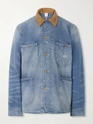 Ralph Lauren Stockton Corduroy-trimmed Denim Jacket - Blue