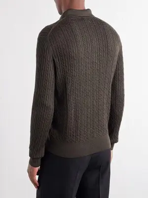 PIACENZA CASHMERE 1733 Cable-knit Wool, Silk, And Cashmere-blend Polo Sweater