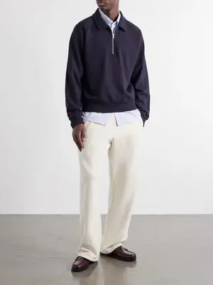 Officine Générale Organic Cotton-blend Half-zip Polo Sweater